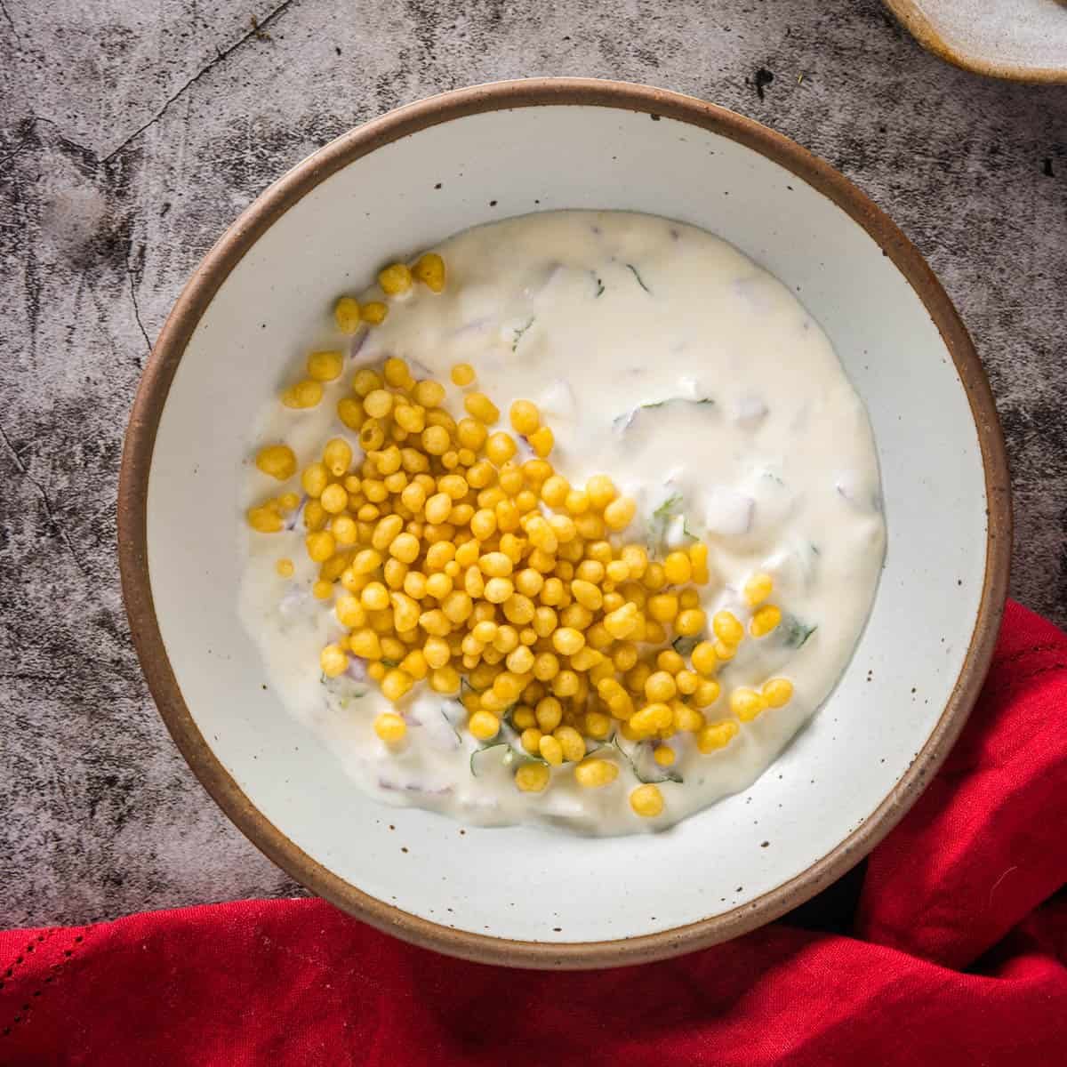 Boondi Raita (Easy Yogurt Dip with Fried Chickpea Balls) - Urban Farmie
