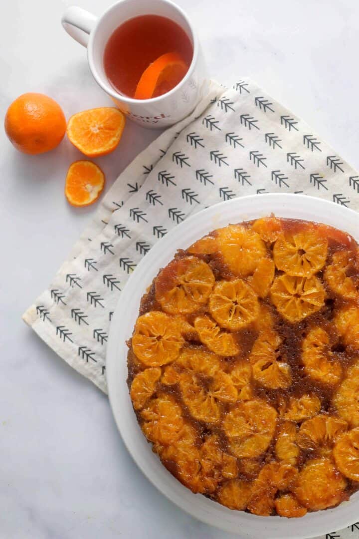Upside-Down Mandarin Cake (with Caramel)