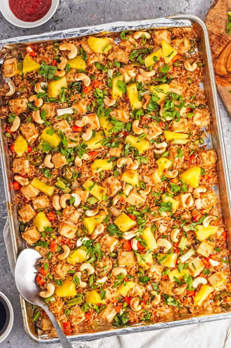 Pineapple Fried Rice (Sheet Pan Recipe)