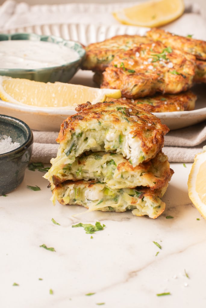 Crispy Zucchini Fritters with Feta and Dill